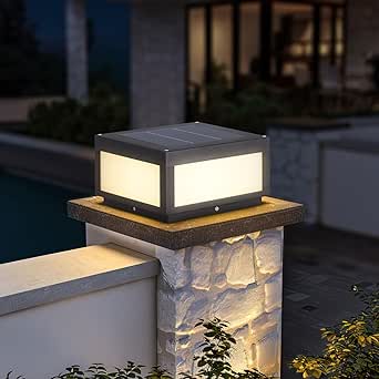 PAKEDANDUN Solar Pillar Light Outdoor, Modern Post Light Dusk to Dawn ...
