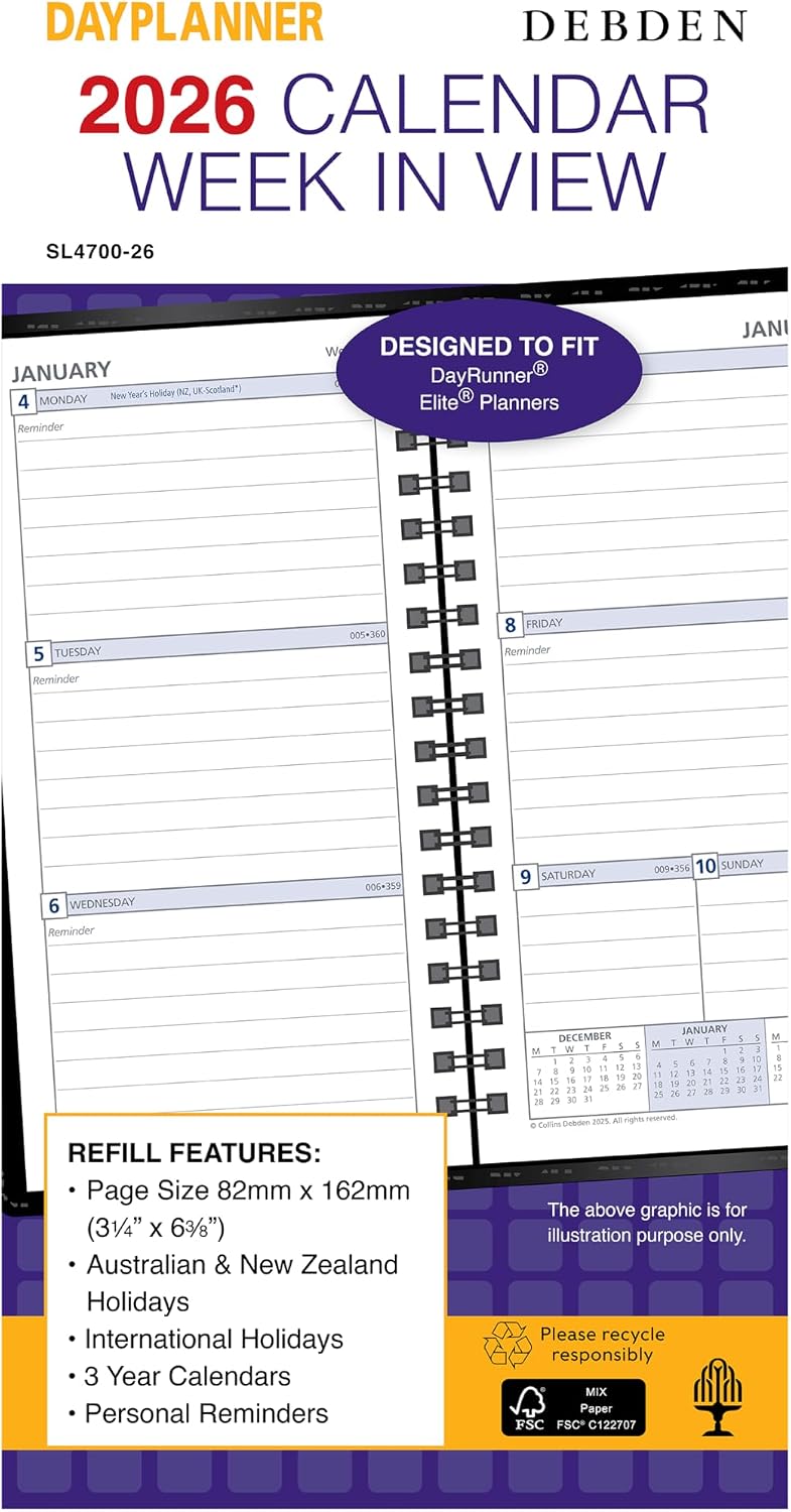 Collins - Day Planner 12 Month 2026 Diary/Planner, Week to View ...