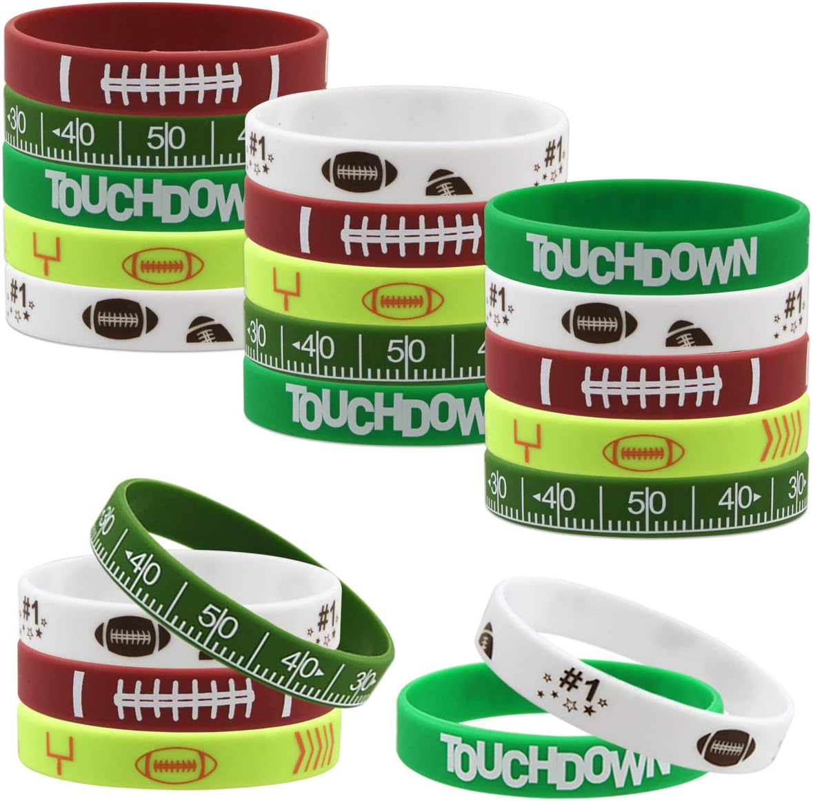 Amazon.com: Fancy Land 35 Silicone Football Motivational Bracelets for ...