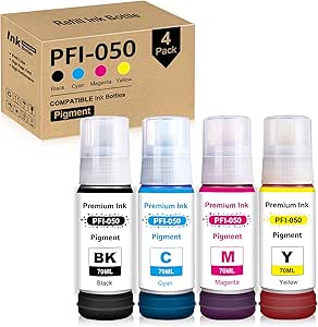 Yongairuink Compatible PFI-050 PFI-050BK PFI-050C PFI-050M PFI-050Y Pigment Ink Bottle ...