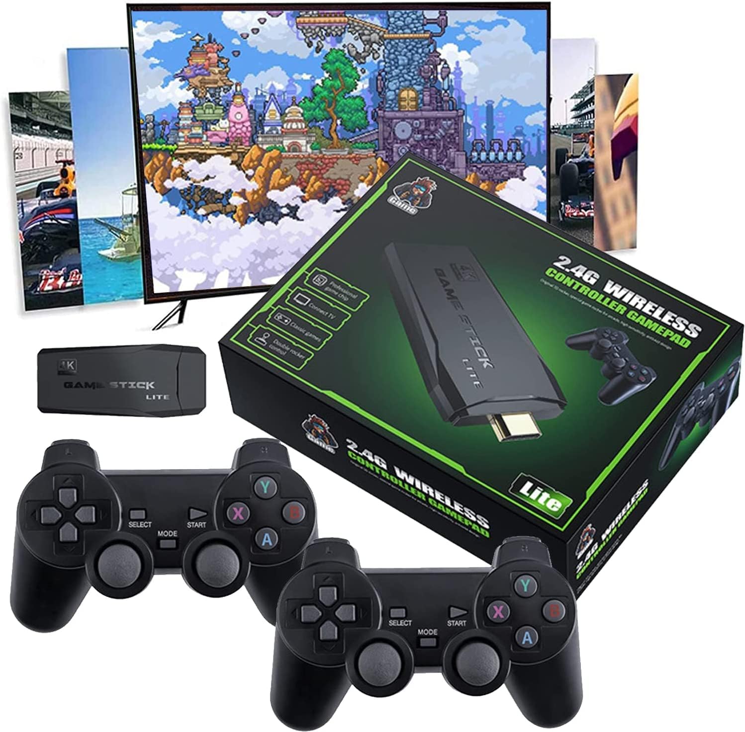 EqiEch Classic Retro Game Console with Dual 2.4G Wireless Controllers ...
