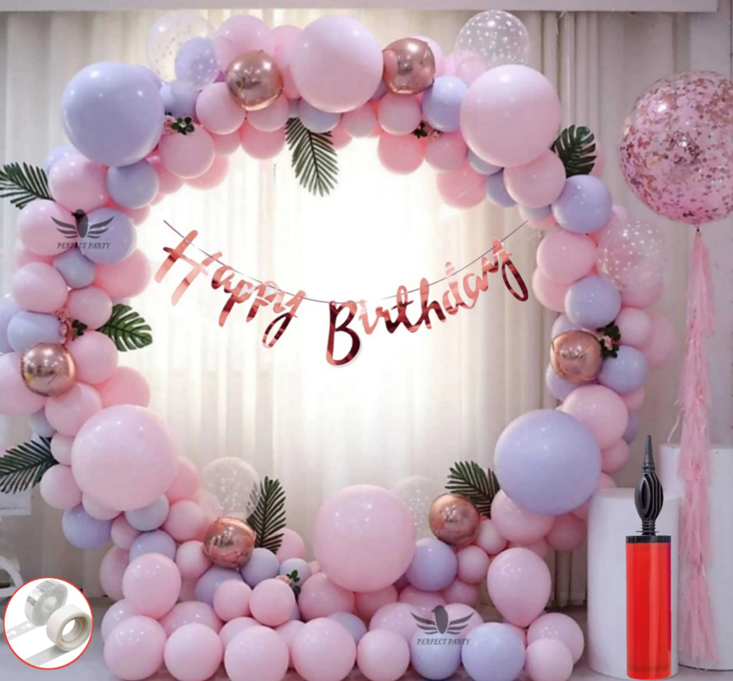 Alaina Pink And Purple Birthday Decoration Items 70 Pcs Combo ...
