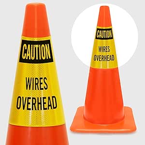 SmartSign “Caution - Wires Overhead” Bright Reflective Cone Message ...
