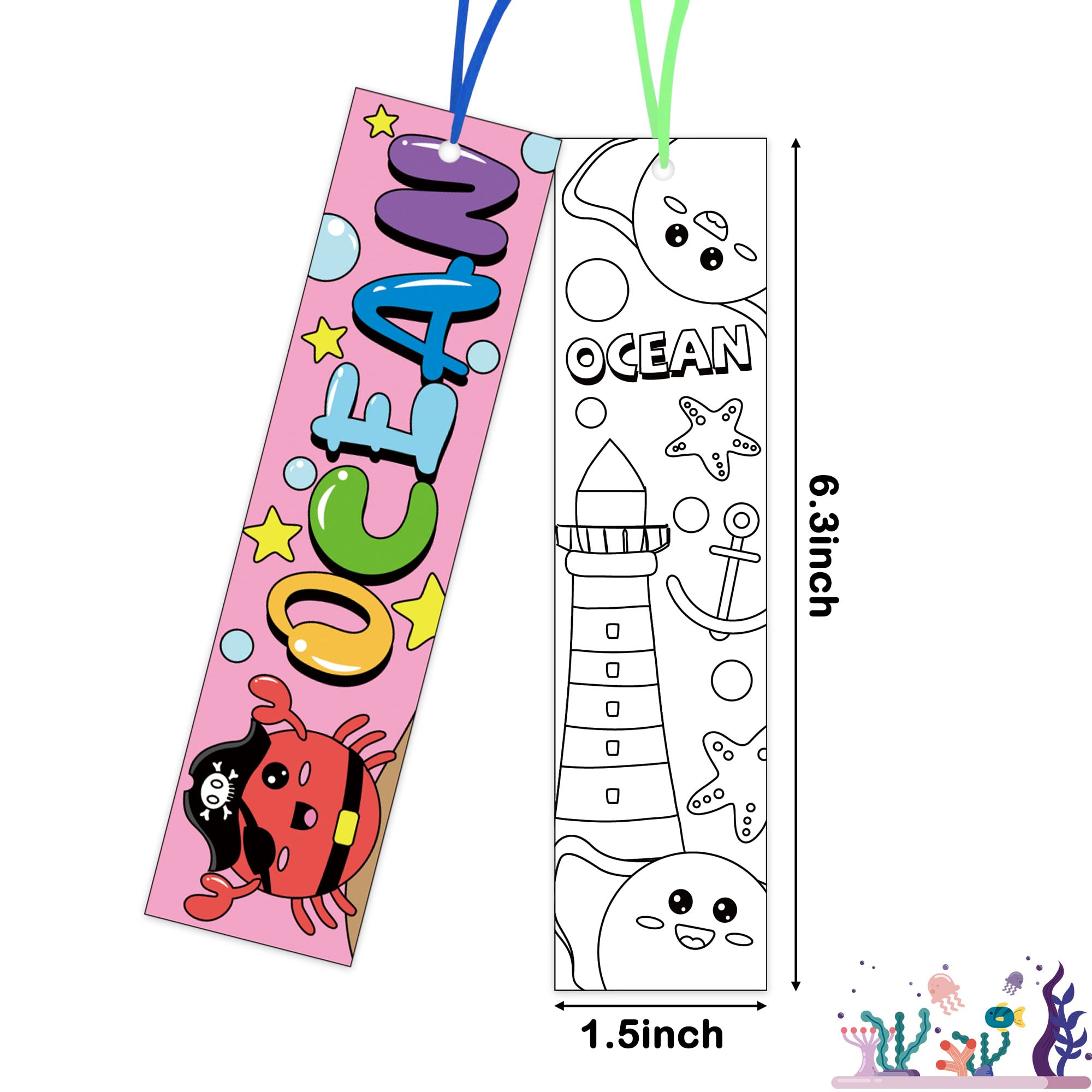 Snapklik.com : Marine Animal Coloring Bookmarks - 75Pcs Color Your Own ...