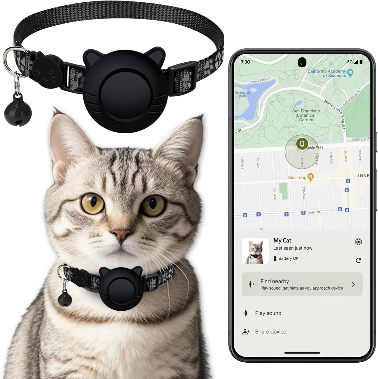 Amazon.com: GPS Cat Collar Tracker - Bluetooth Location Tag for Cats ...
