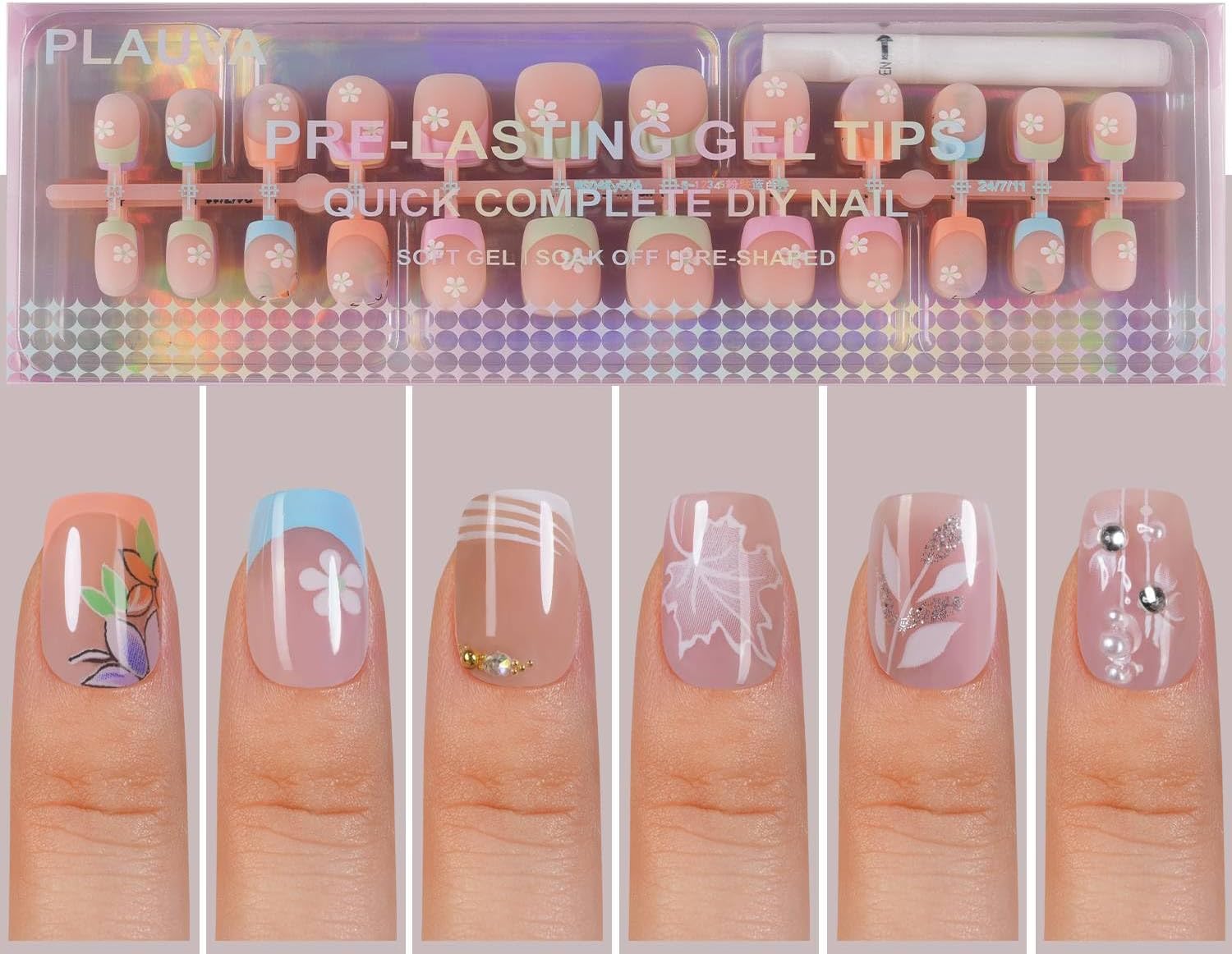 Amazon.com: 6 Packs (144 Pcs) French Tip Press on Nails Short, Misssix ...