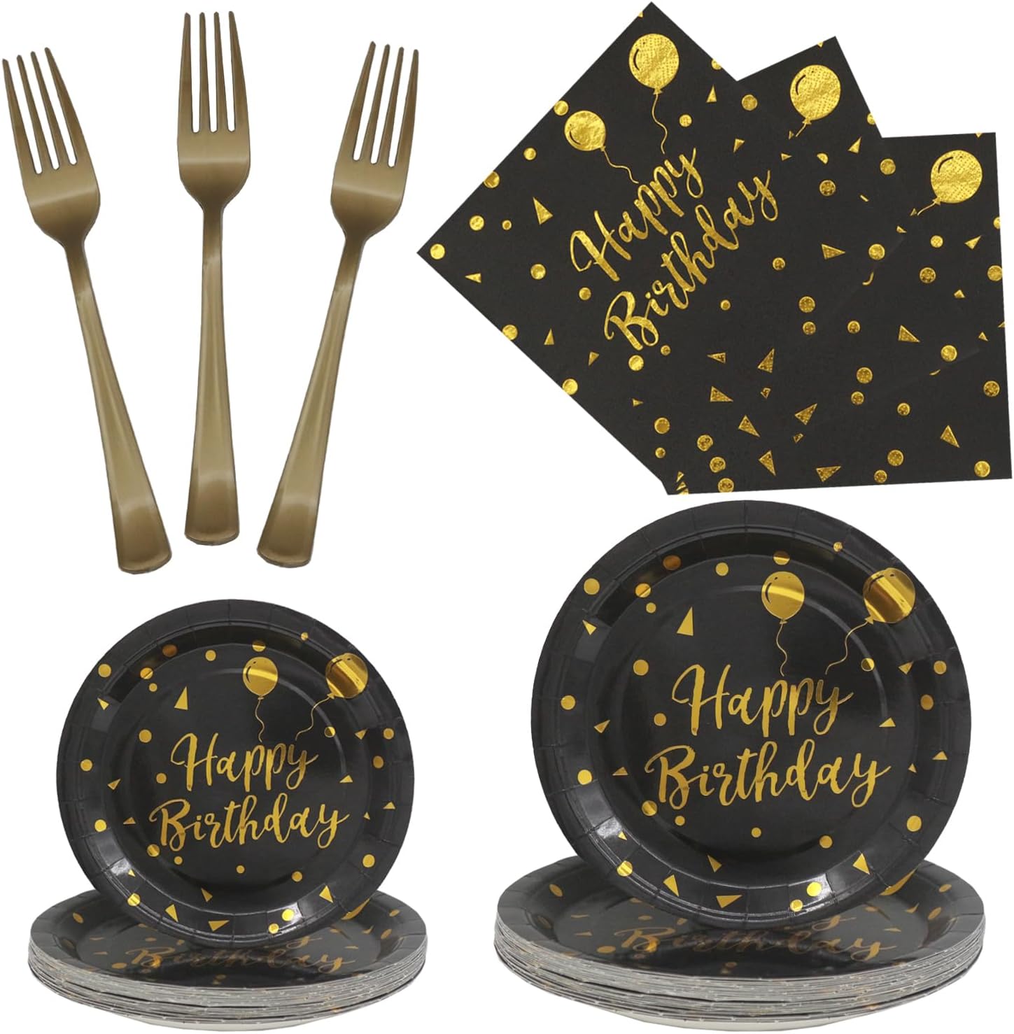 Amazon.com: 200 pcs Disposable Party Plates Set Happy Birthday ...