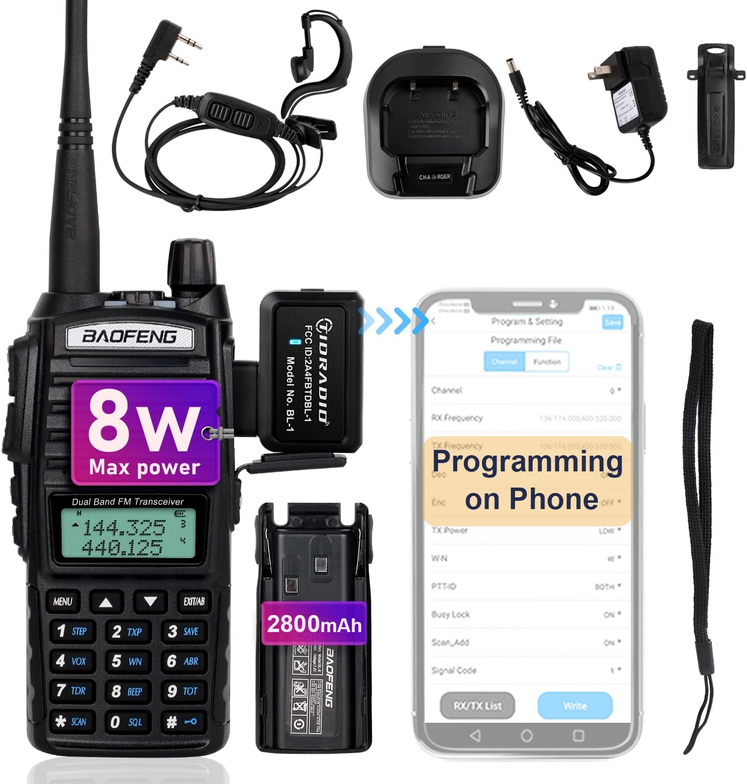 Amazon.com: BaoFeng UV-82HP High Power Dual Band Radio: 136-174mhz (VHF ...