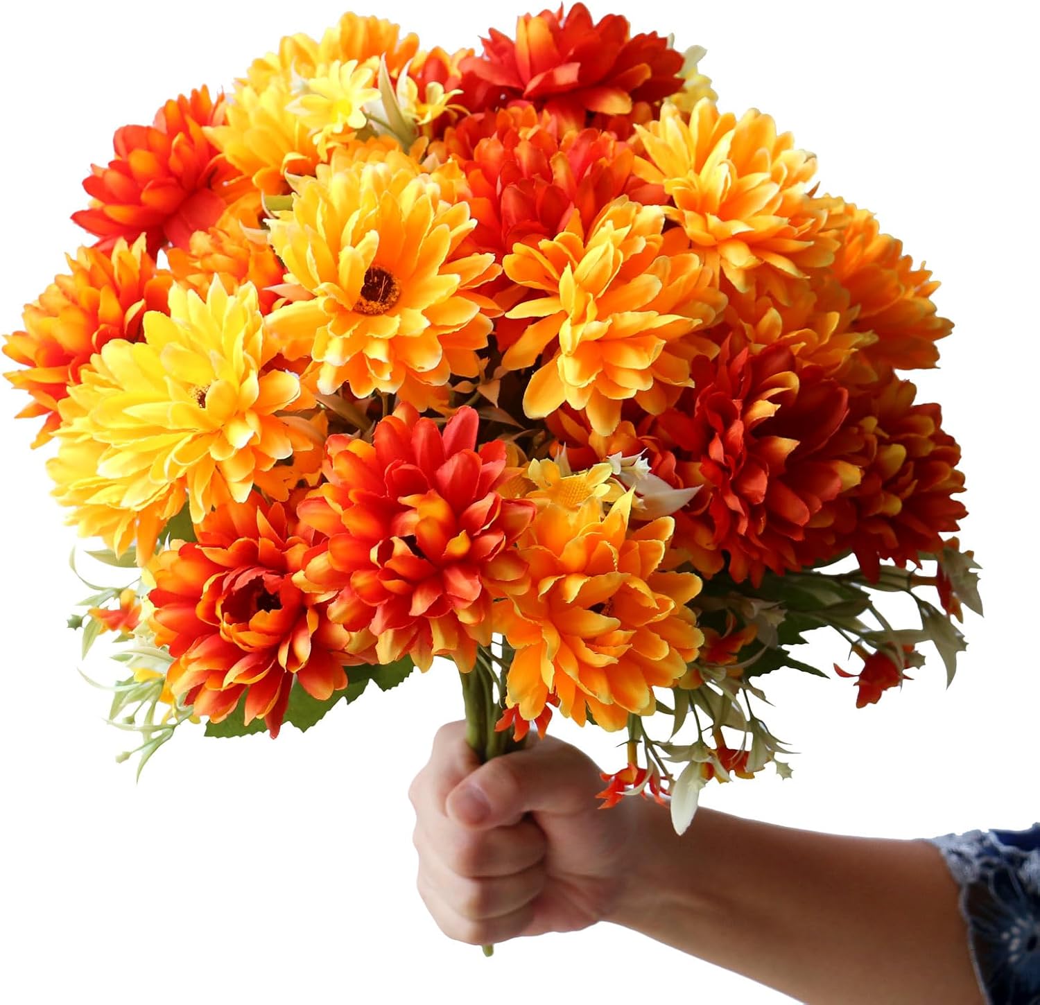Amazon.com: 6 Pack Outdoor Indoor Artificial Fake Marigold Flowers ...