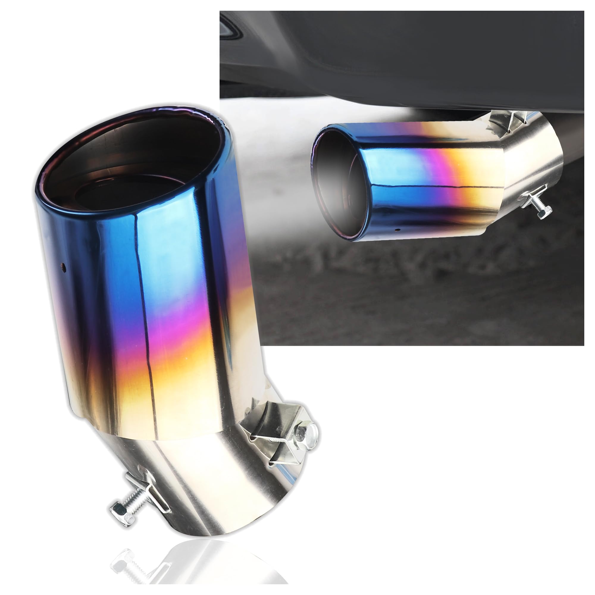 Amazon.com: 5.5" Length Car Stainless Steel Exhaust Tips with 2.5 ...
