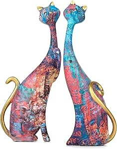 Masteymoh Resin Cat Sculptures, Graffiti Y142, Set of 2, 9.6-Inch, Cat ...