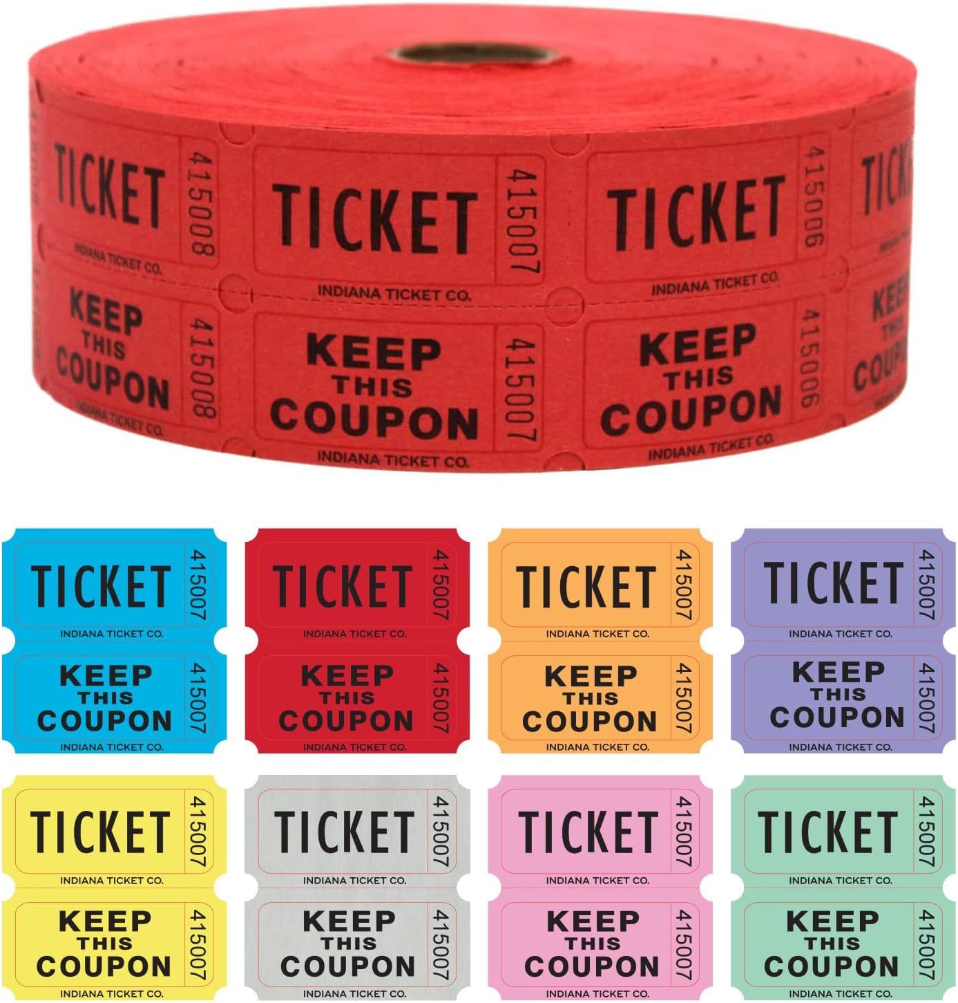 Indiana Ticket CO. Raffle Tickets Double Roll, Premium Quality 50/50 ...
