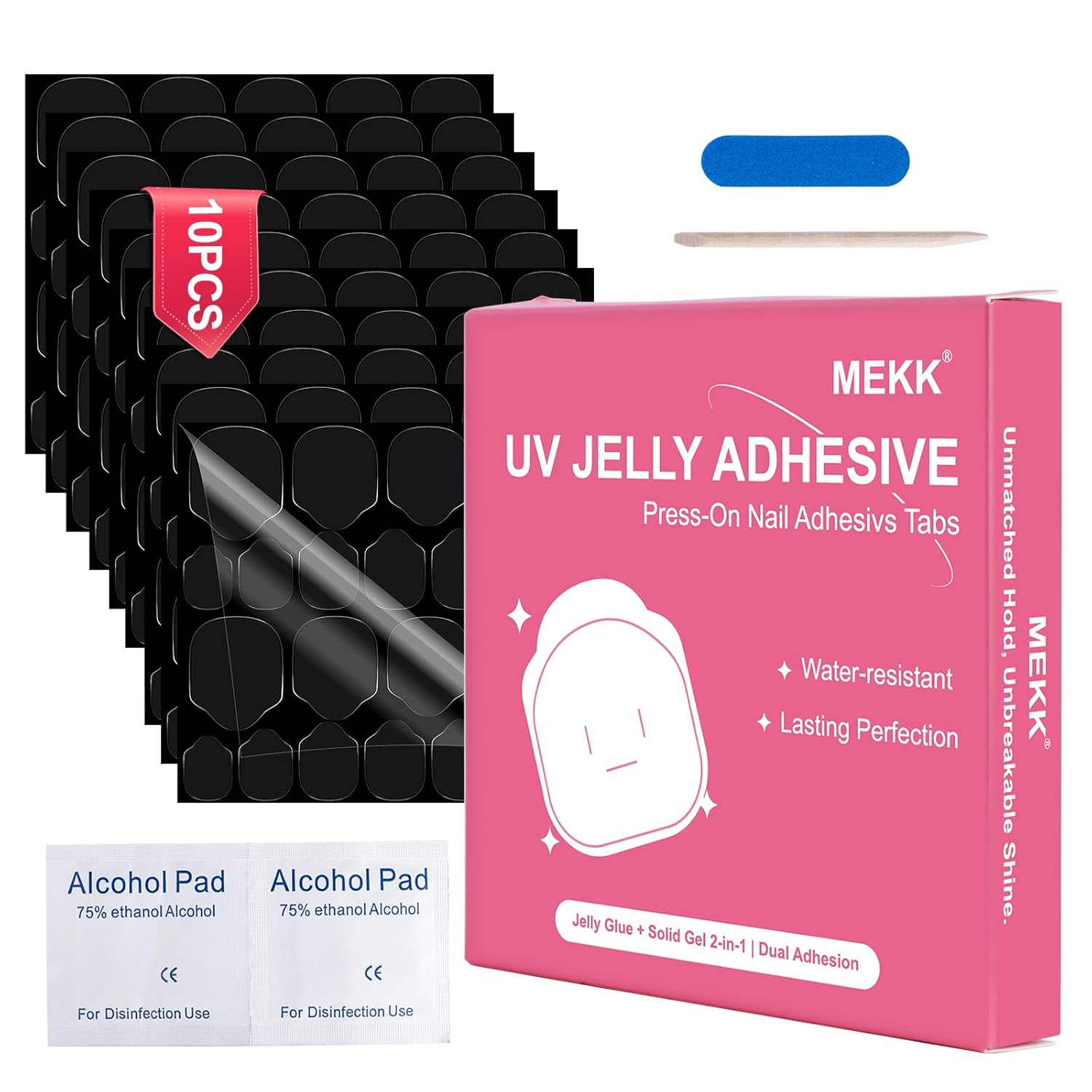 Amazon.com: MEKK Upgraded UV Nail Adhesive Tabs,10 Sheets (240PCS) in ...