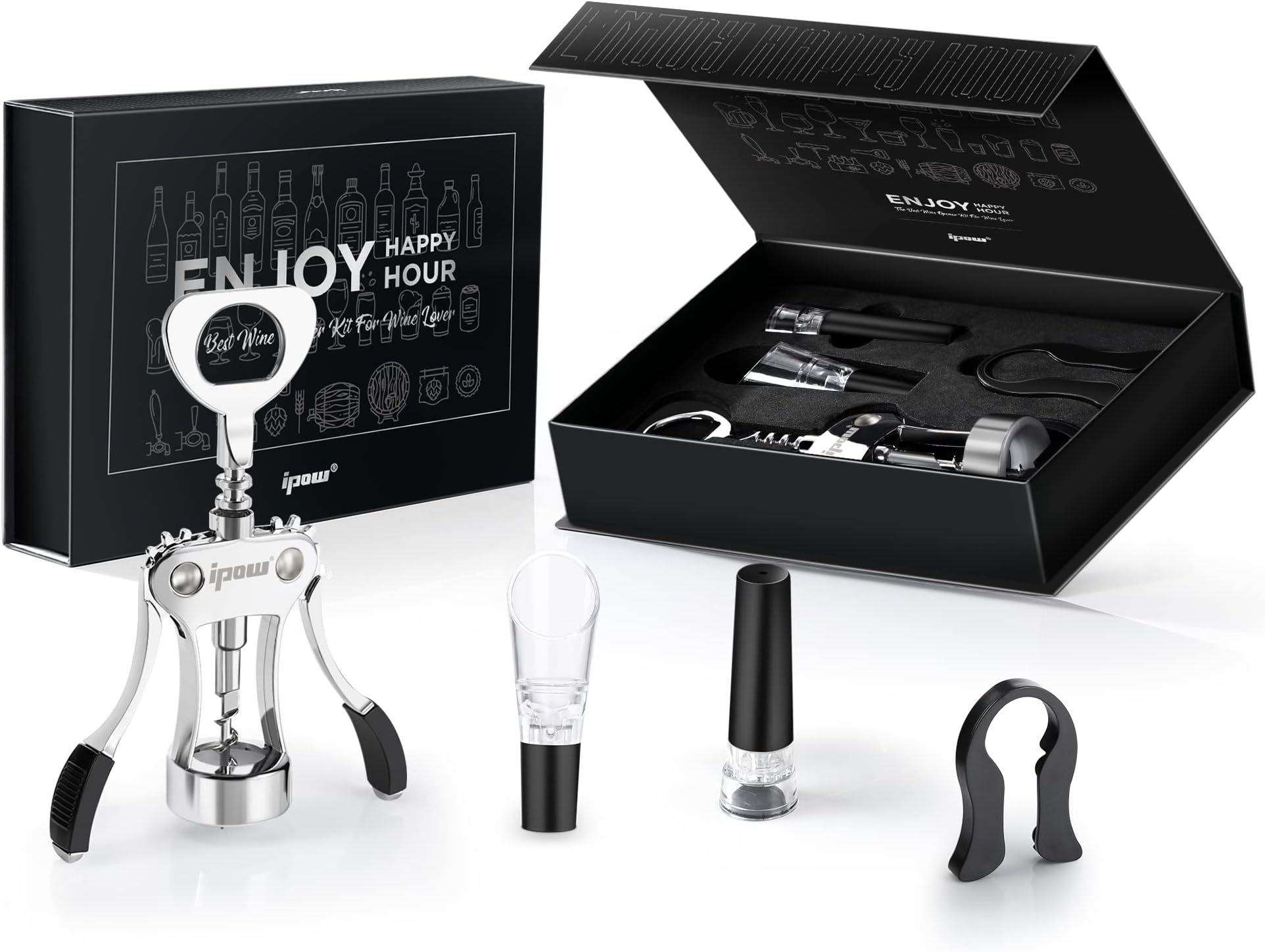 Amazon.com | Wine Bottle Opener Gift Set - 5 Pcs Wine Corkscrew Screw ...