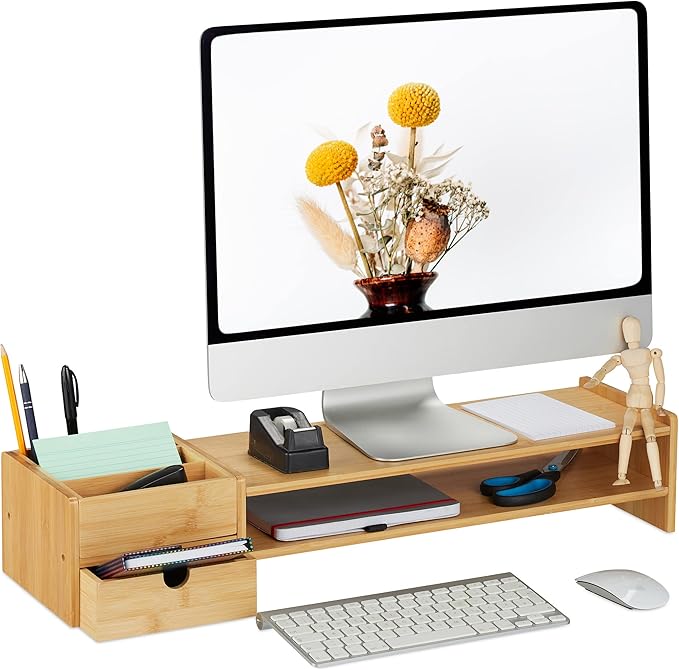 Relaxdays Supporto per Monitor da Scrivania, Rialzo per Schermo PC ...