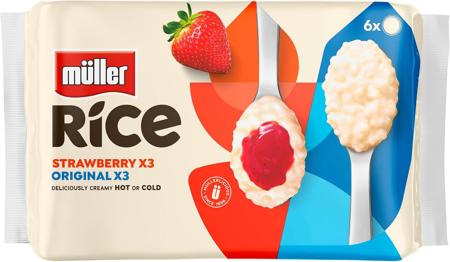Müller Rice - 3 x Original/ 3 x Stawberry Low Fat Rice Pudding, 170g ...