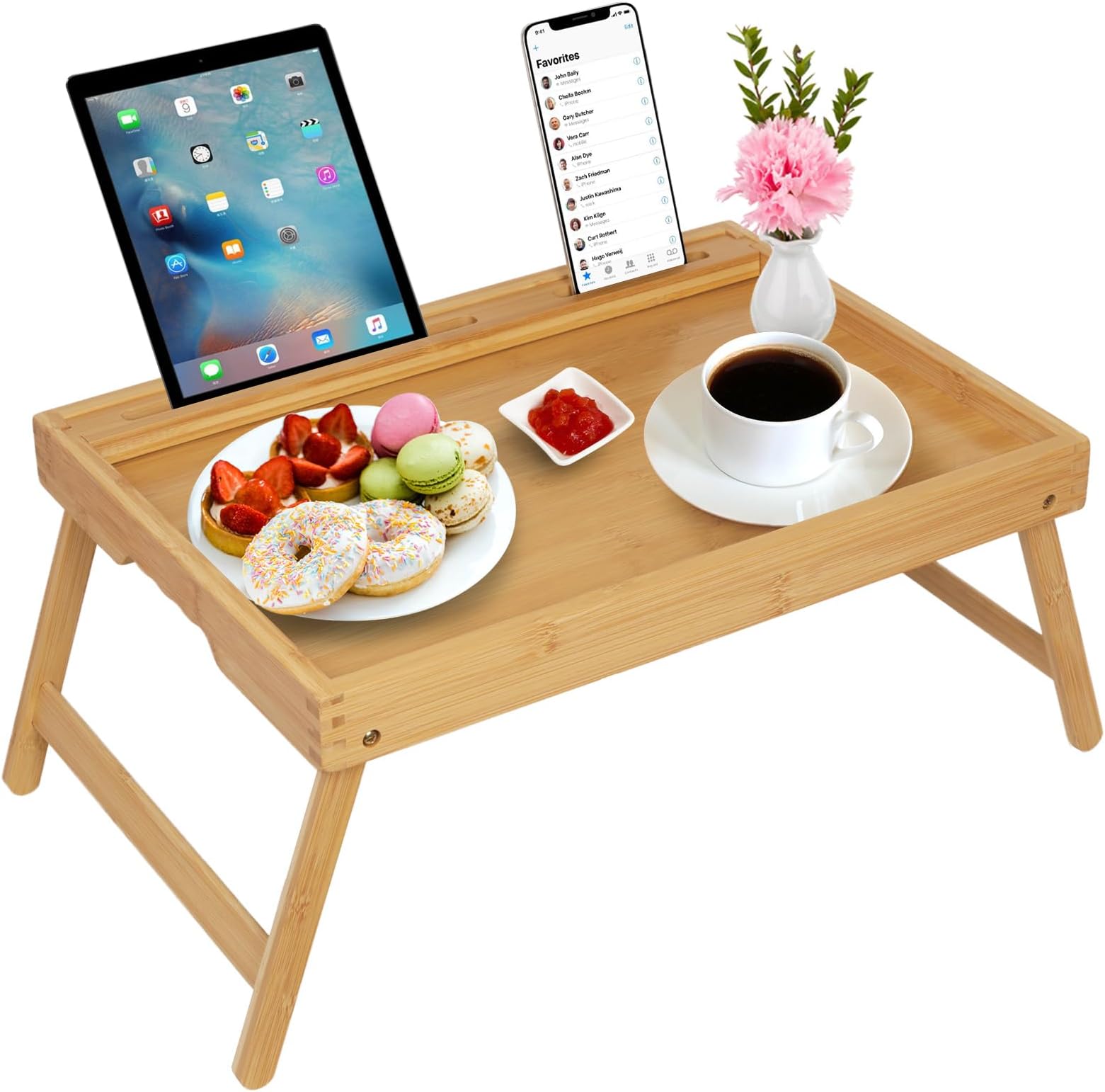 Amazon.com - Tatuo 3 Pcs Acacia Bed Table Tray 11.5" Height Laptop ...
