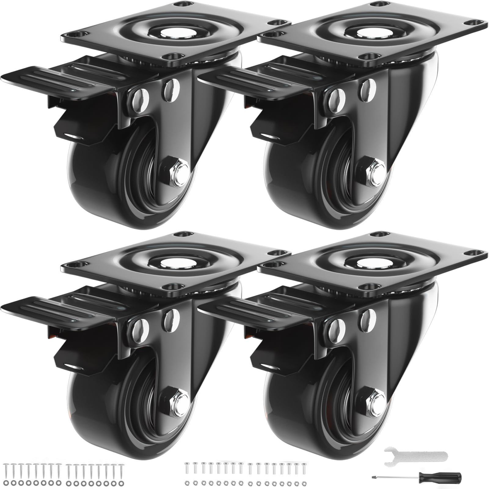 Snapklik.com : 2 Inch Caster Wheels Heavy Duty, Casters Set Of 4