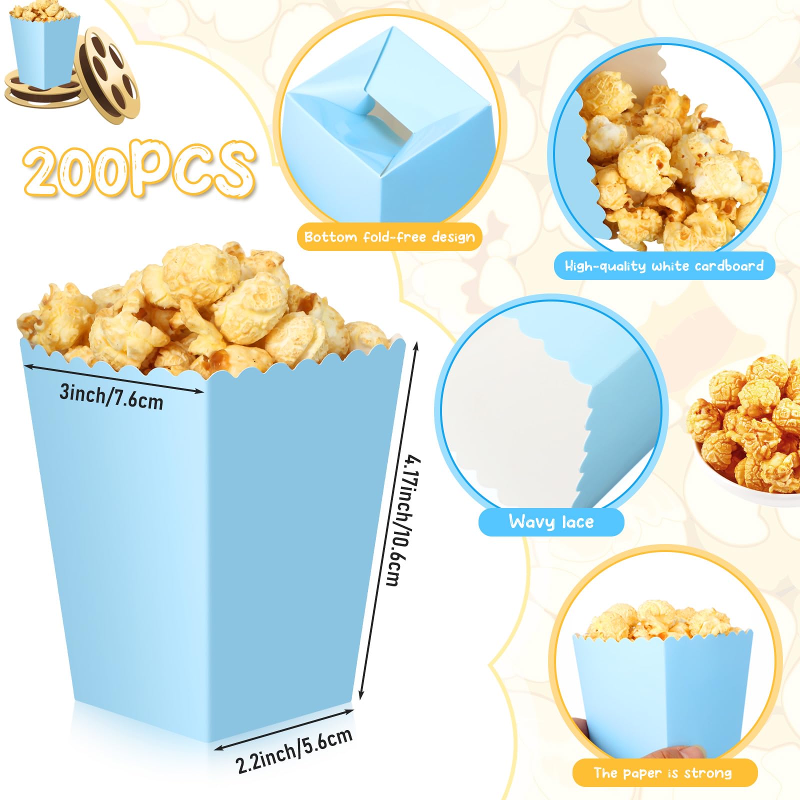 Snapklik.com : 200 Pcs Popcorn Boxes Mini Paper Popcorn Box Cardboard ...
