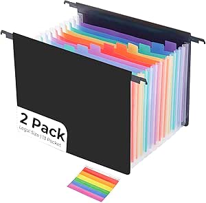 Amazon.com : Y YOMA Legal Size - Plastic Expanding Hanging File Folders ...