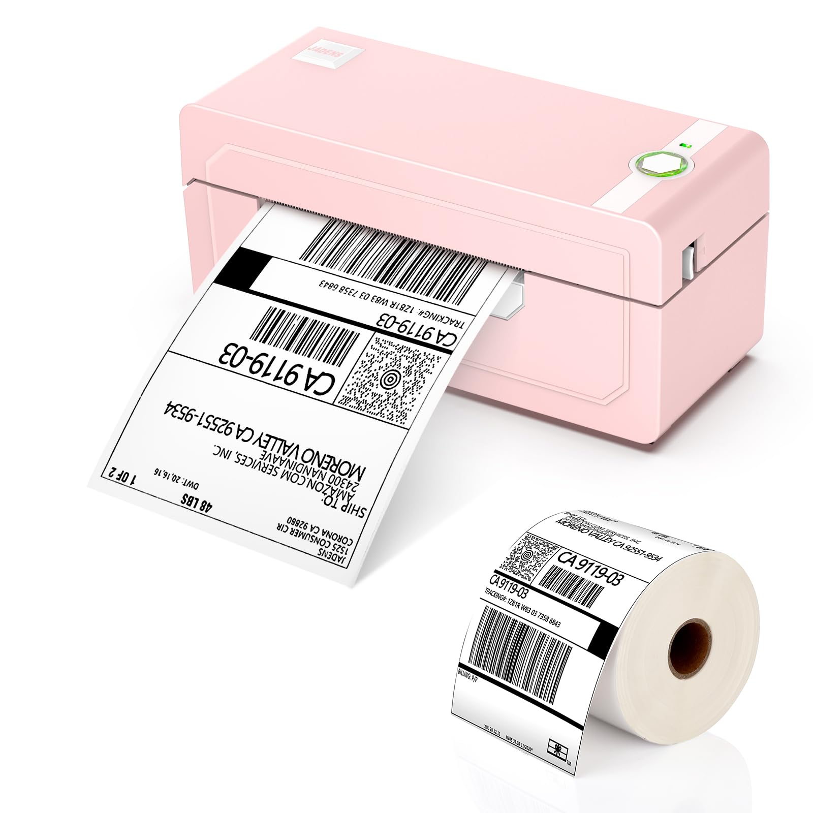 Amazon.com : JADENS Pink Thermal Label Printer & 1 Roll Thermal Labels ...