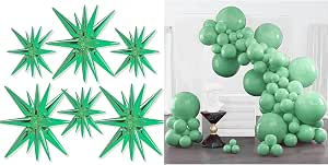Amazon.com: Sage Green Balloons 100 pcs and Green Star Balloons 6 pcs ...