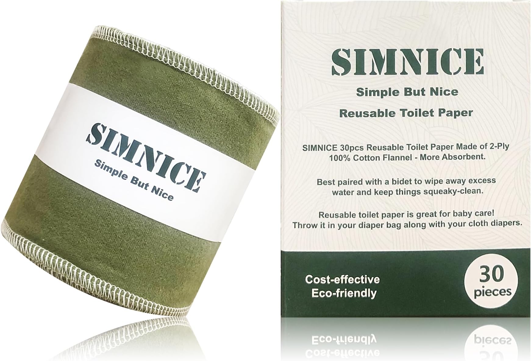 Amazon.com: Simnice Reusable Toilet Paper Washable — 30 Pack Absorbent ...
