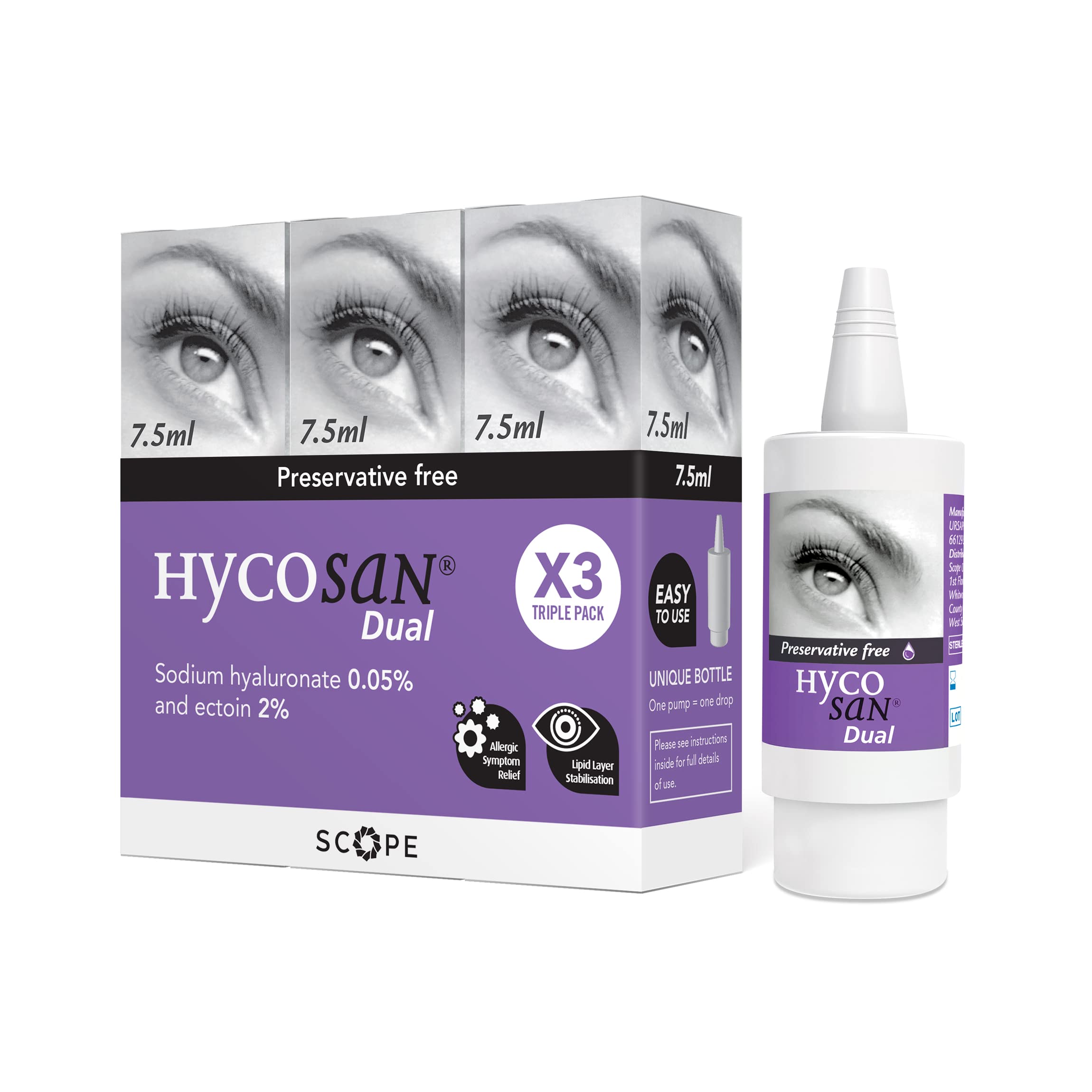 Buy Hycosan Dual Triple Pack - Preservative Free Eyedrops - 0.05% ...