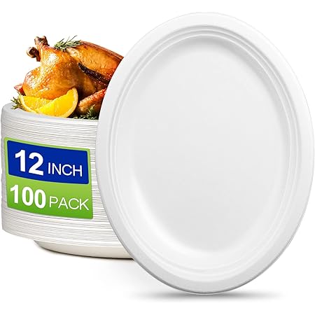 Amazon.com: Oval Paper Plates 100 Pack, 12 inch Large Paper Plates, Eco ...