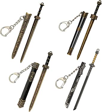 Amazon.com: 4 Pcs Mini Katana Keychain Chinese Ancient Mini Sword ...