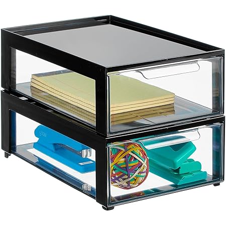 Amazon.com: mDesign Plastic Desk Organizer and Storage Bin w/Pull Out ...