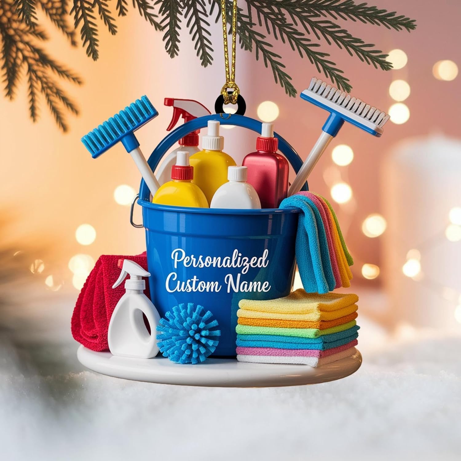 Amazon.com: Custom Cleaning Supplies Christmas Ornament, Flat 2D ...