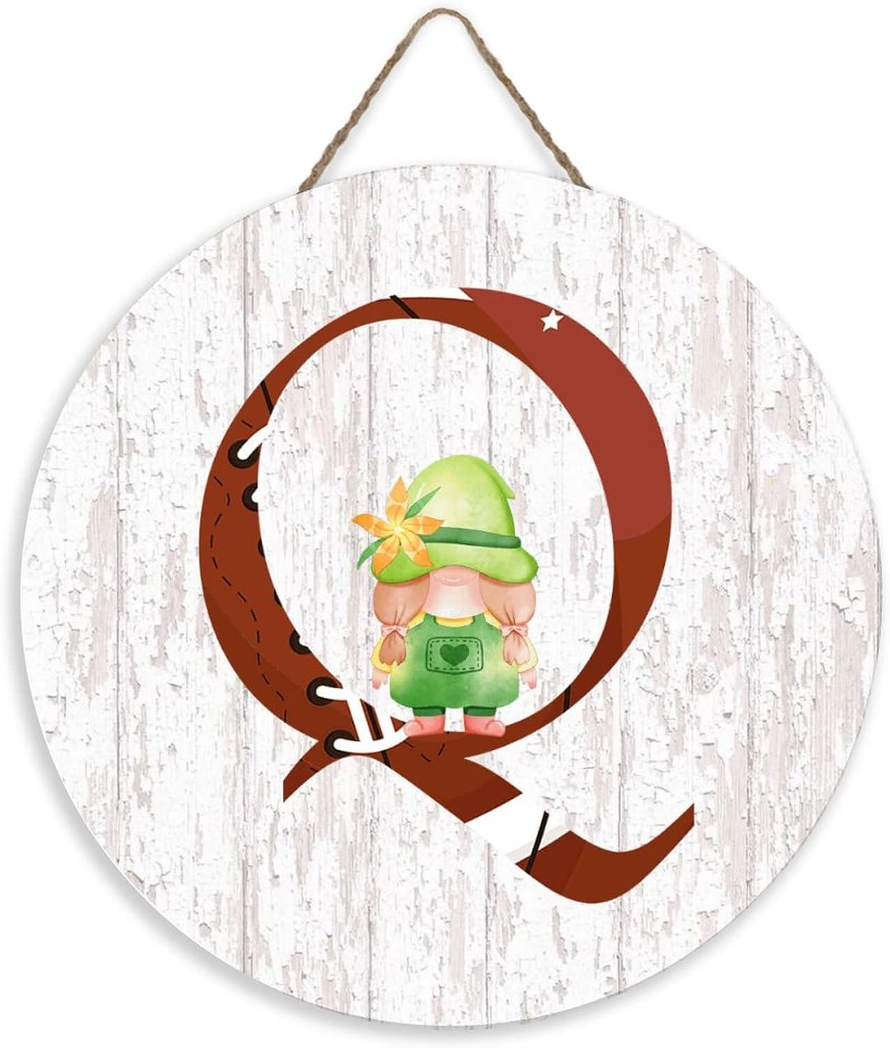 Amazon.com: Funlucy Monogram Letter Q Front Door Sign Wood Door Sign ...