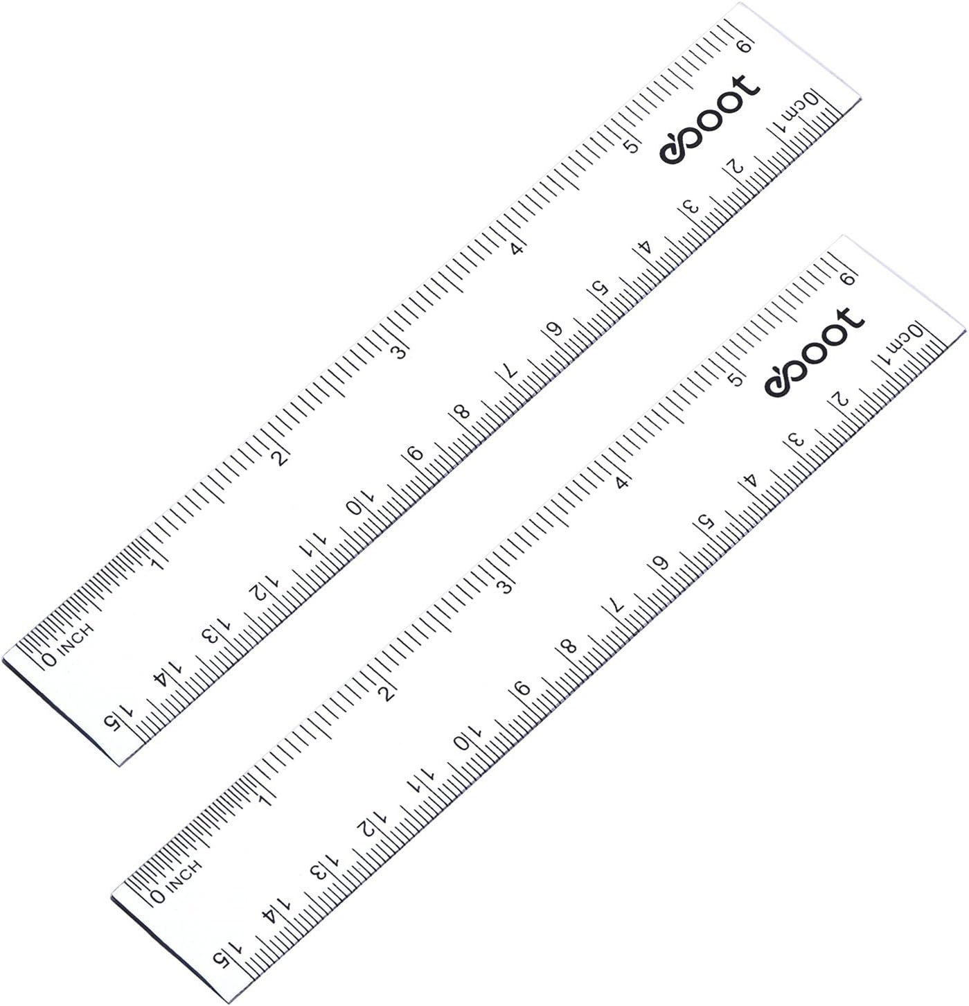 6 Pack 6 Inch Ruler Plastic Ruler Straight Ruler Plastic Measuring Tool ...