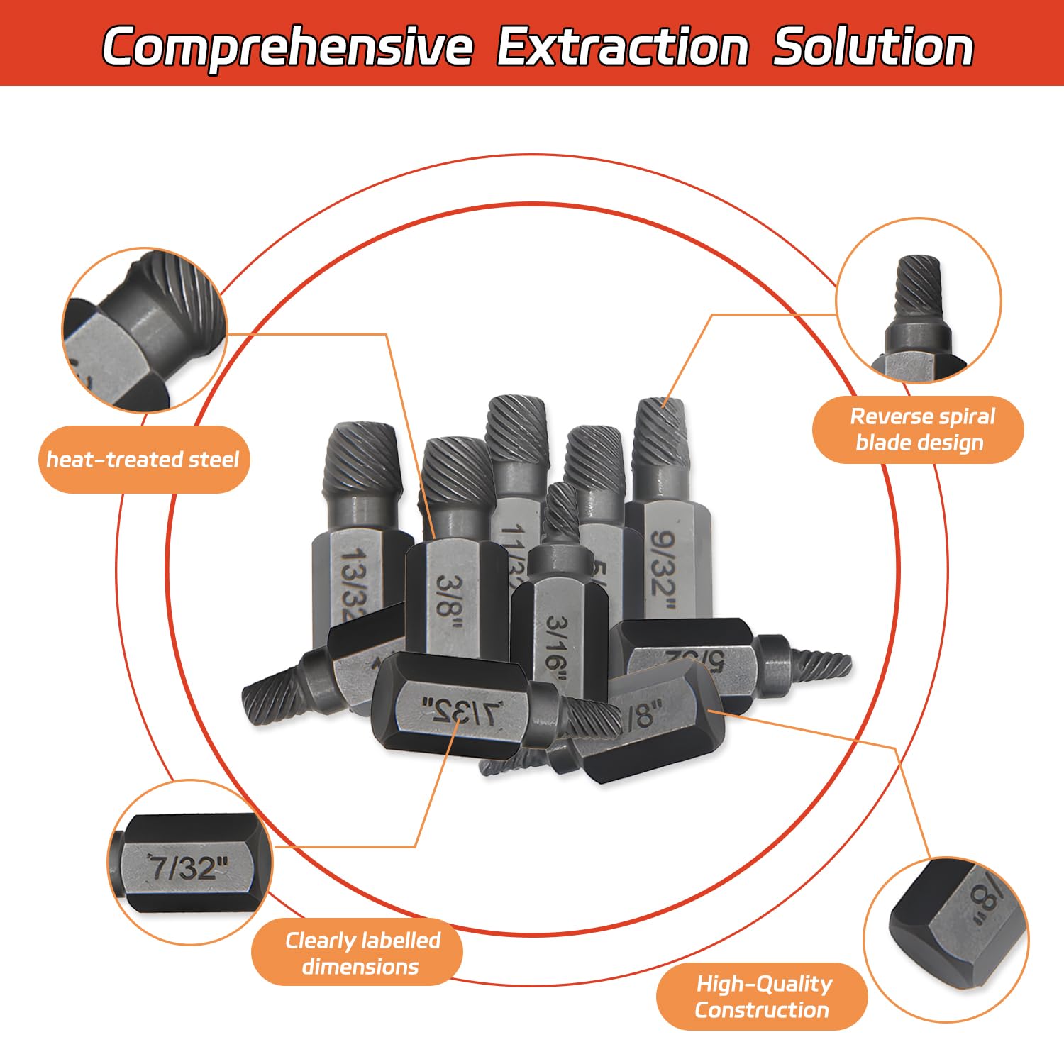 10 pcs Screw Extractor Set, BOSOIRSOU Broken Head Screw Hexagon Socket ...