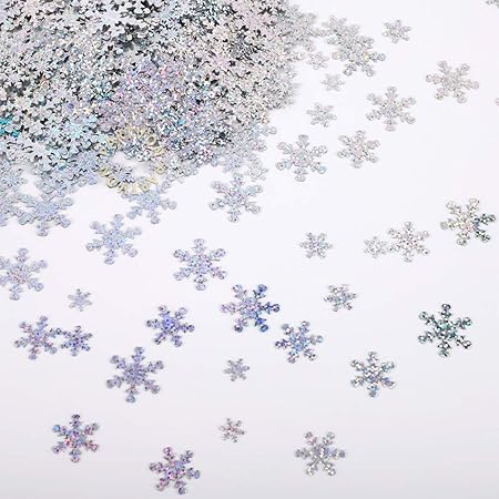 Amazon.com: 1600 Pieces 3 Size Snowflakes Confetti Decors Christmas ...