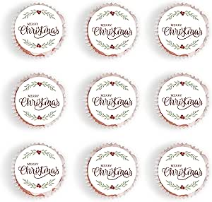 Amazon.com: 40 Pcs Edible Merry Christmas Cupcake Toppers Wafer Paper ...