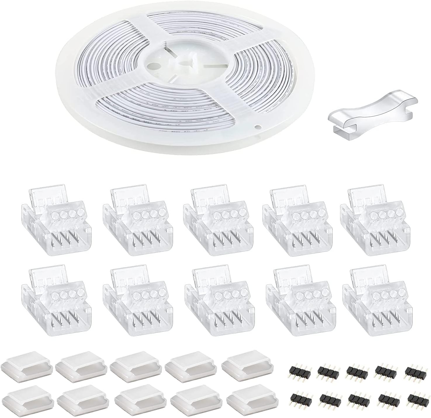 SHAOYAYAZHANG 10Pcs 4Pin RGB LED Strip Connector and 16.5ft 4Pin RGB ...