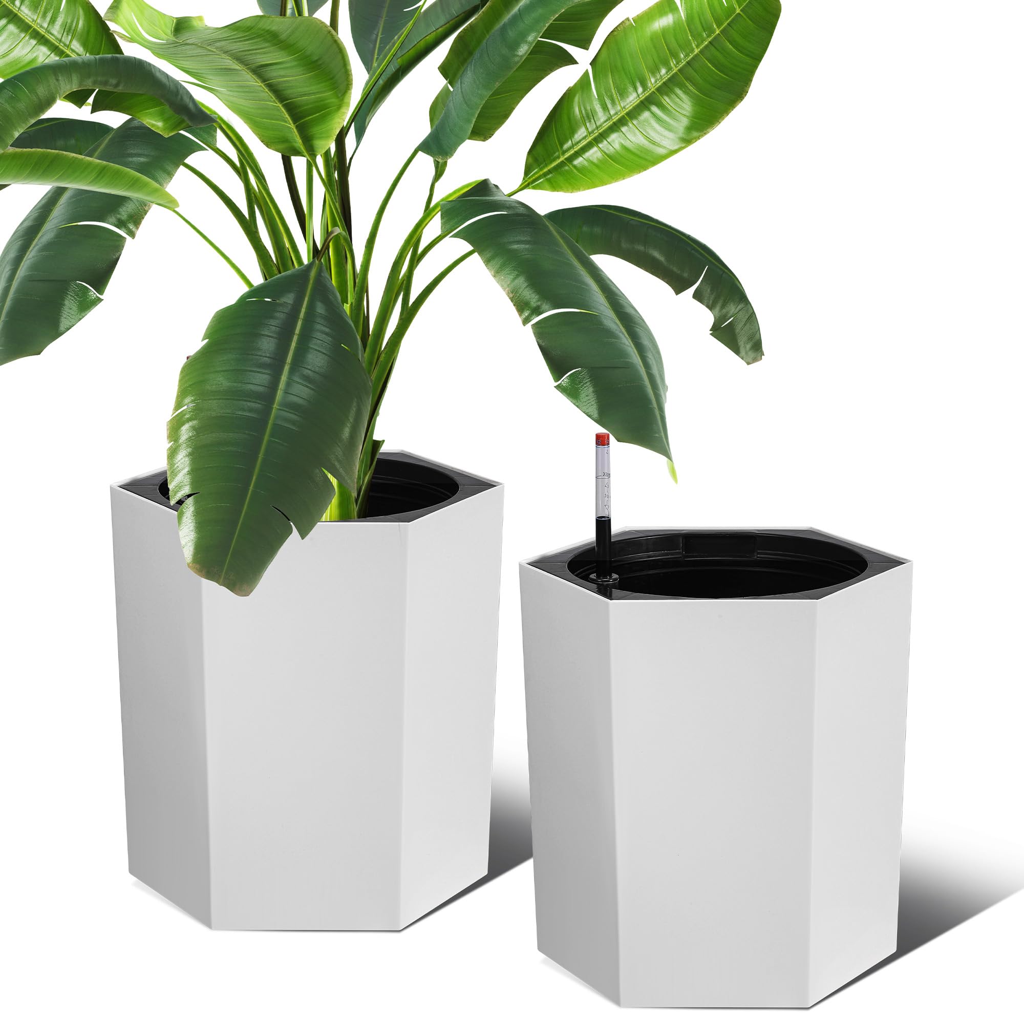 Snapklik.com : STMHOM Hexagonal Planters Set Of 2, Self Watering Pots ...