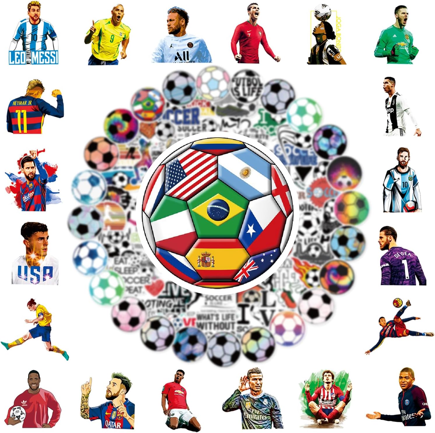Amazon.com: Football Team Club Stickers |100Pcs Soccer Fans Logo Sport ...