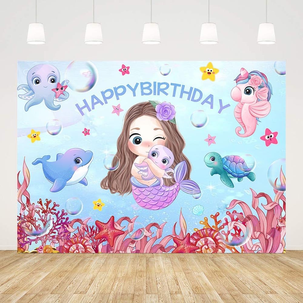 Amazon.com : AIBIIN 10x7ft Under The Sea Backdrop for Girls Photography ...
