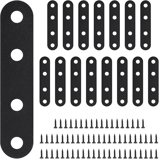 Amazon.com: 16Pcs Black Straight Flat Brace, Stainless Steel Flat ...