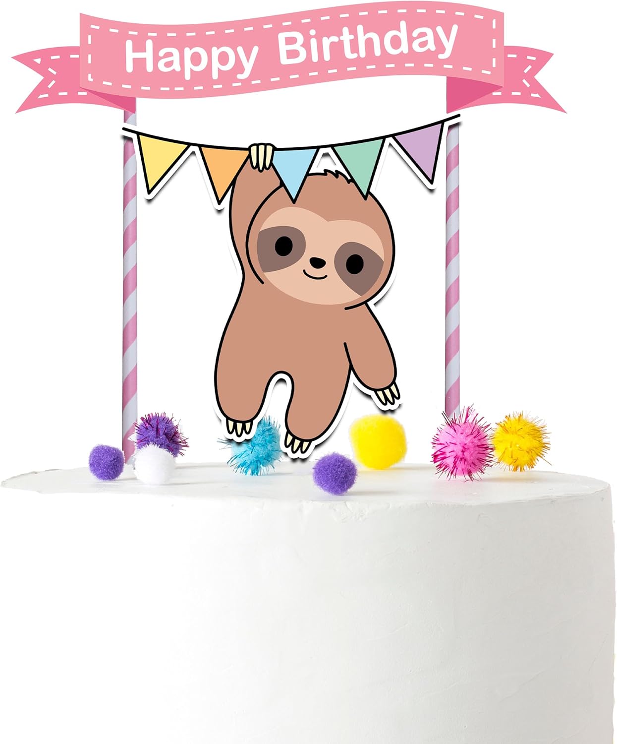 Amazon.com: Sloth Cake Topper – Cute Hanging Sloth Birthday Decoration ...