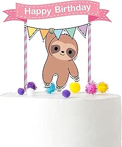 Amazon.com: Sloth Cake Topper for Kids | Cute Sloth Birthday Party ...