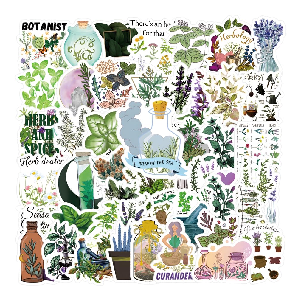 Amazon.com: Herb Stickers 60pcs Decals Treat Aesthetic Waterproof Vinyl ...