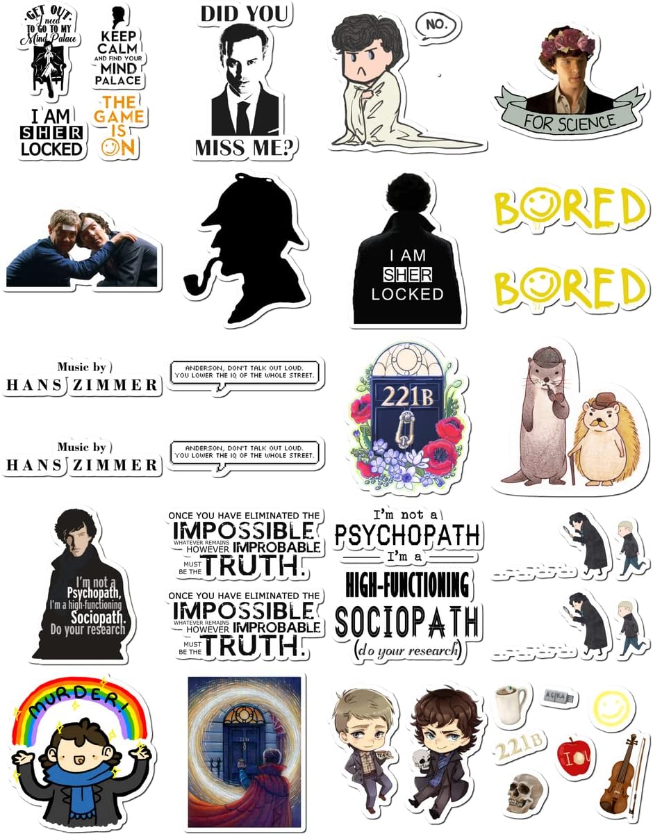 Amazon.com: 20 Pcs Stickers Pack Sherlock Waterproof Holmes Colorful Gu ...
