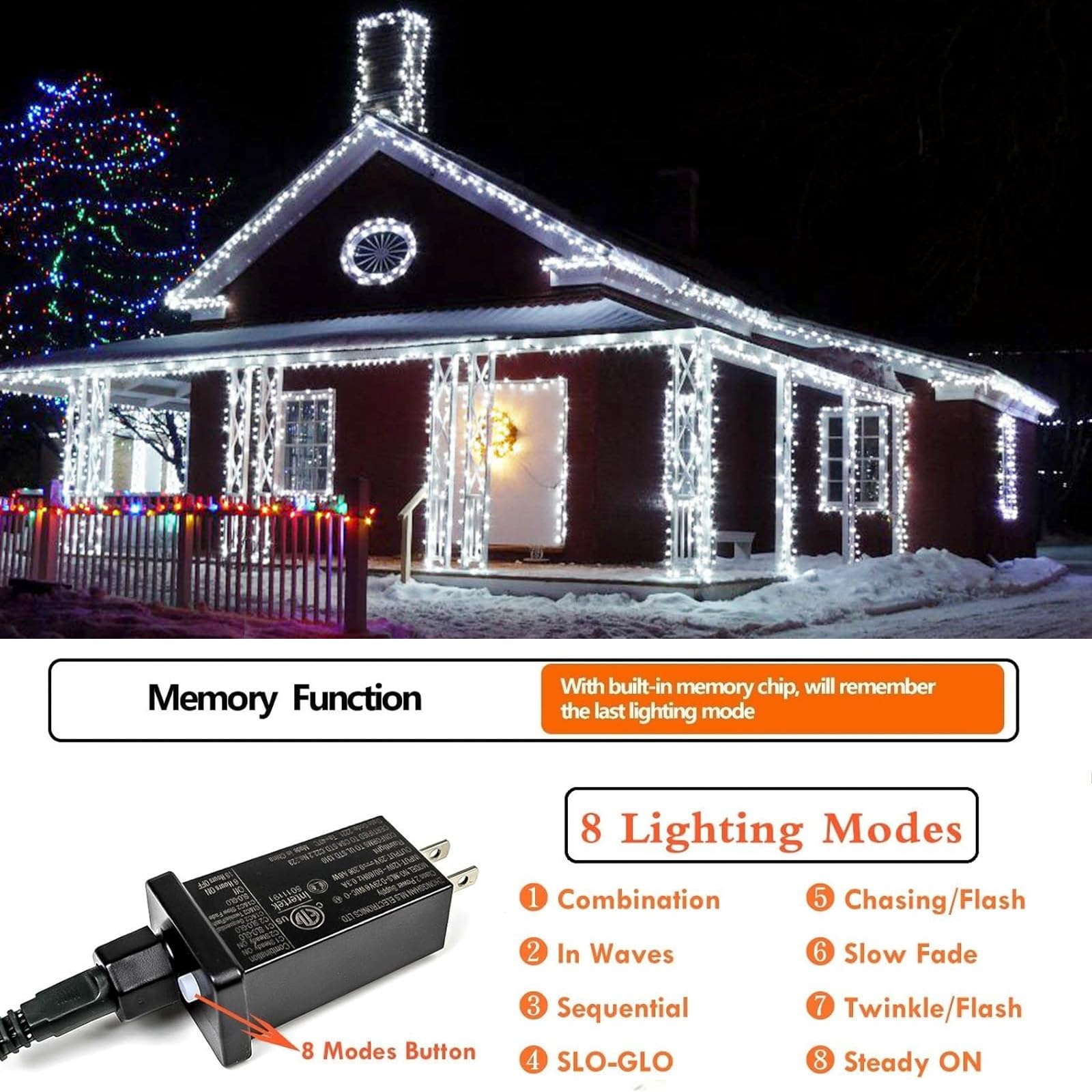 Snapklik.com : SANJICHAWhite Extra-Long 66FT String Lights Outdoor ...