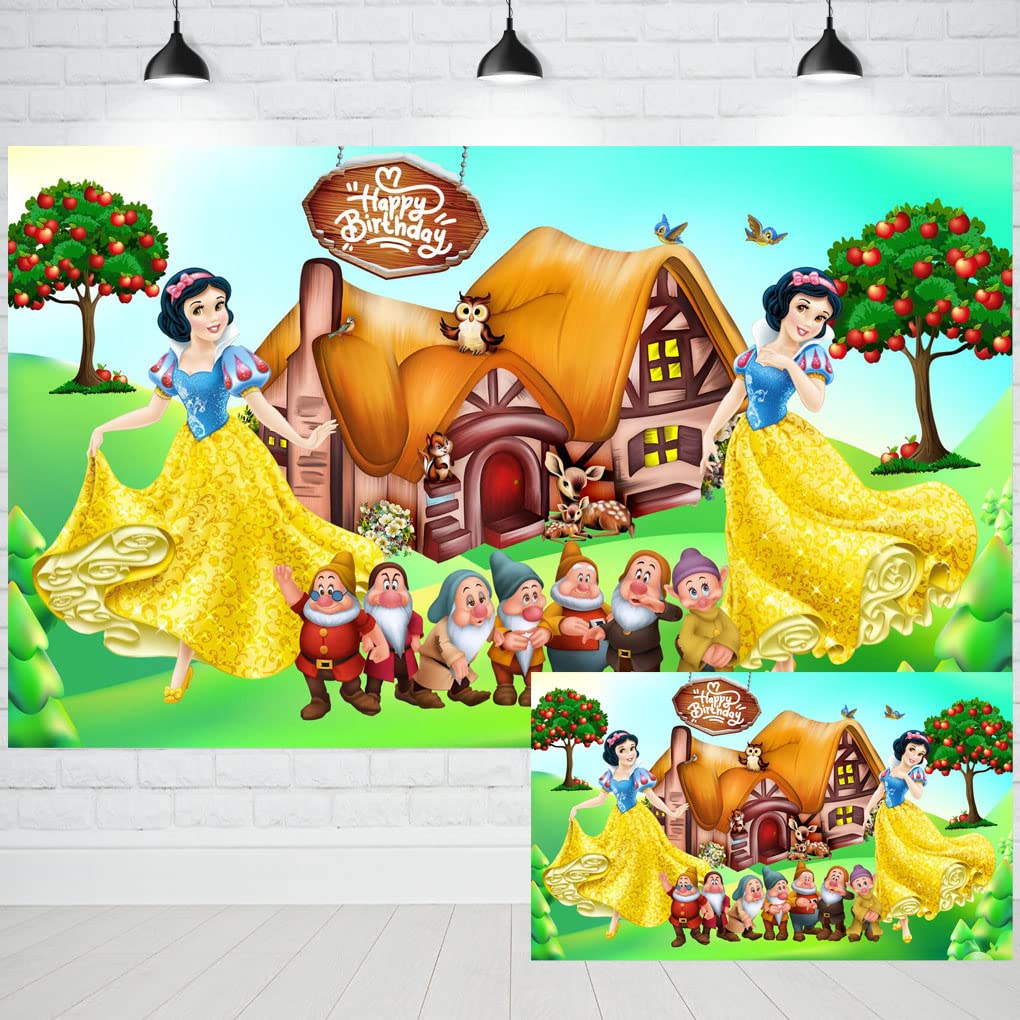 Princess Snow White Backdrop For Birthday Party Snow White Seven ...