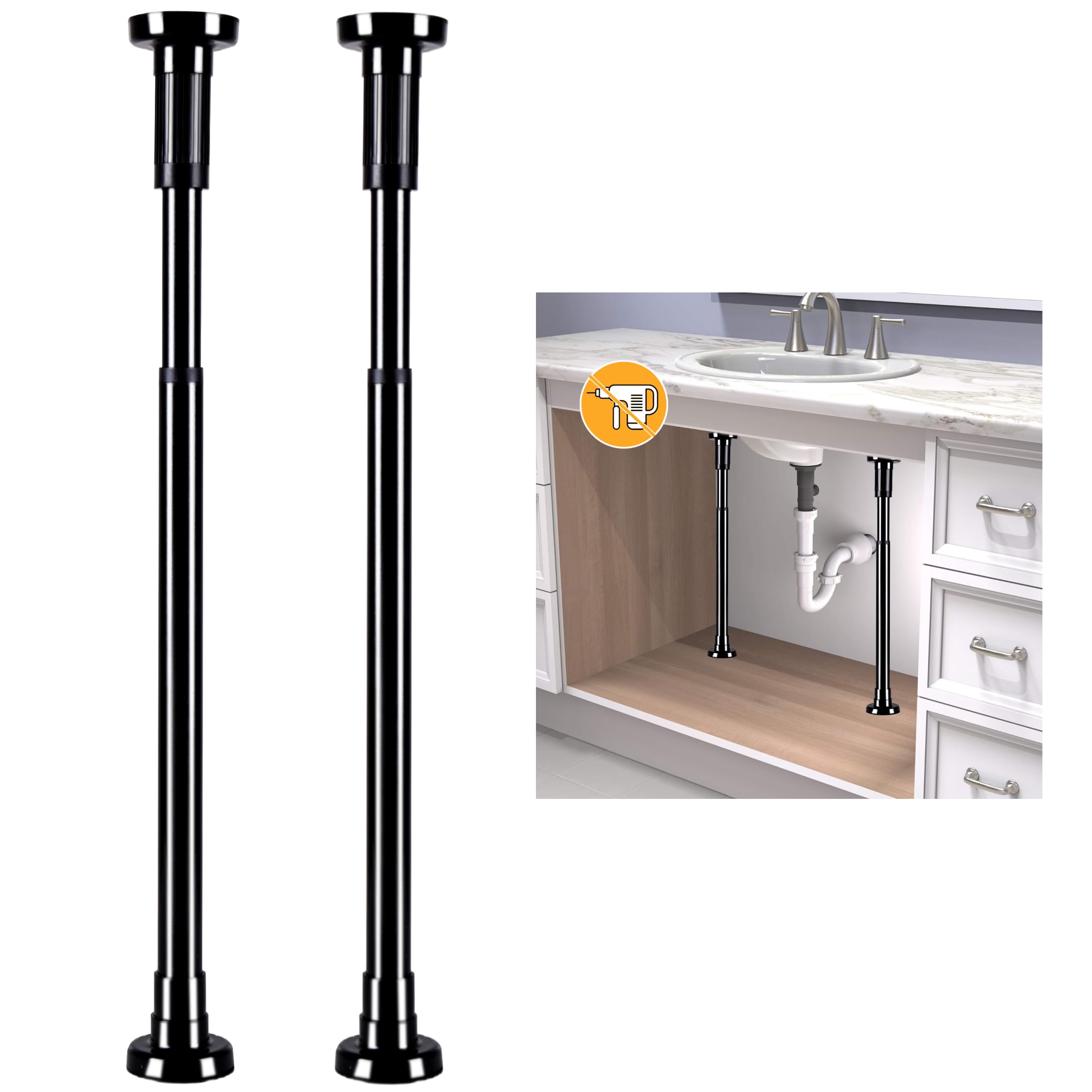 Desyeryamimi 2 Pack Black Undermount Sink Support Legs/Brackets/Clips ...