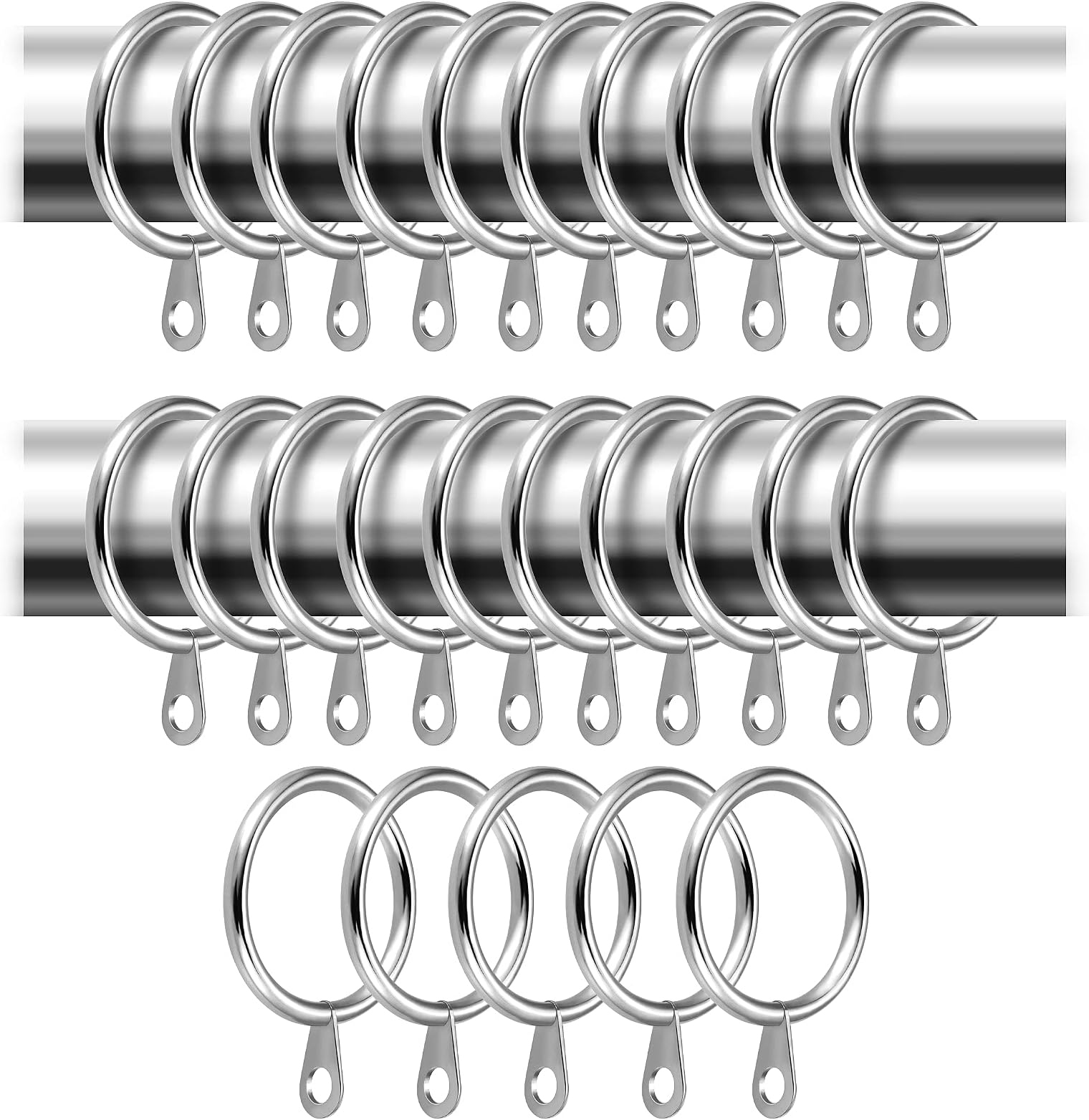Your Home Online 20 Pack Metal Curtain Ring Chrome Brass Brushed Chrome ...